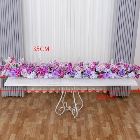 Artificial Rose Strip Table Runner Flower Row Arrangement Wedding Bac ...